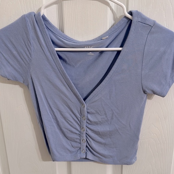 PacSun | Tops | Pacsun Light Blue Button Crop Top In Size Xs | Poshmark